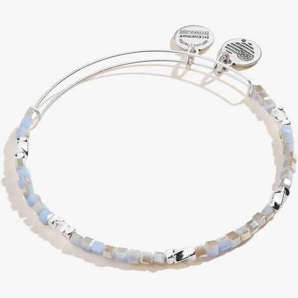 Alex and Ani | Jewelry | Alex And Ani Vibrancy Beaded Bangle Stone Blue In Shiny Silver | Poshmark